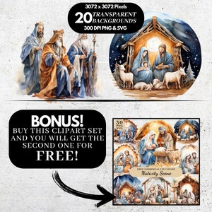 Watercolor Christmas Nativity Scene Clipart, Religious Holy Family ...