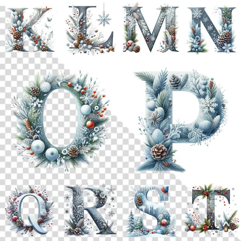 Winter Alphabet Clipart, Snowy Letters, Winter Sublimation Alphabet ...