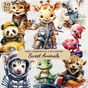 Watercolor Cute Baby Animals Clipart Bundle, Printables Birthday ...