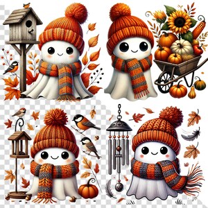 Watercolor Autumn Ghost Clipart PNG SVG Fall Clipart Wall Art Digital ...