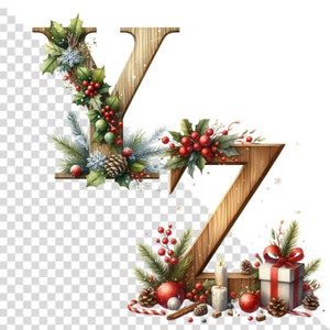 Christmas Wooden Alphabet Clipart, Retro Christmas Sublimation Letters ...