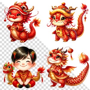 Chinese New Year Dragon Clipart, Lunar New Year Decorations PNG SVG ...