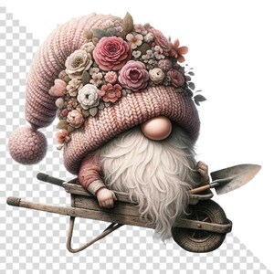 Watercolor Cute Pink Gnome Clipart, Gnome Bundle Clipart, Festive Gnome ...
