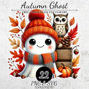 Watercolor Autumn Ghost Clipart PNG SVG Fall Clipart Wall Art Digital ...