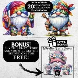 Watercolor Hippie Gnome Clipart, Gnomes Watercolor Clipart, Festive ...