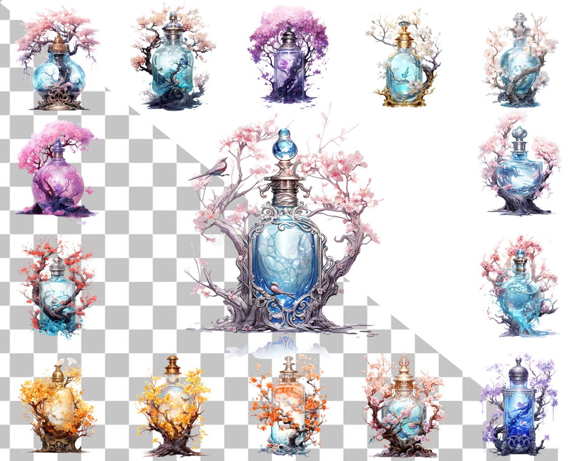 Witch Potion Bottle Clipart PNG SVG, Witchcraft Potion Bundle Magical ...
