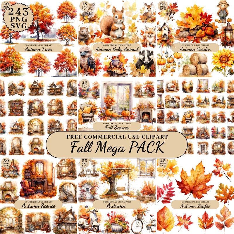 Fall Clipart - Etsy