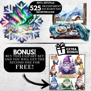 Watercolor Cozy Winter Clipart Bundle, Cute Winter PNG Clipart, Winter ...