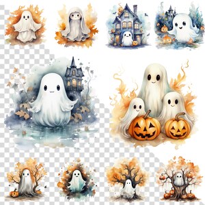 Halloween Cute Ghost Clipart Bundle, Halloween Mega Pack, Happy ...