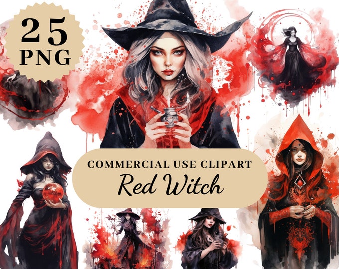 25 Red Witch Clipart PNG, Witch Clip Art, Magic Clip Art, Mystical ...