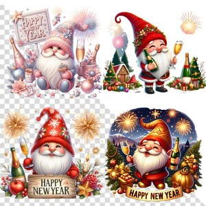 Happy New Year Gnome Clipart, New Years Decorations PNG SVG, Garden ...