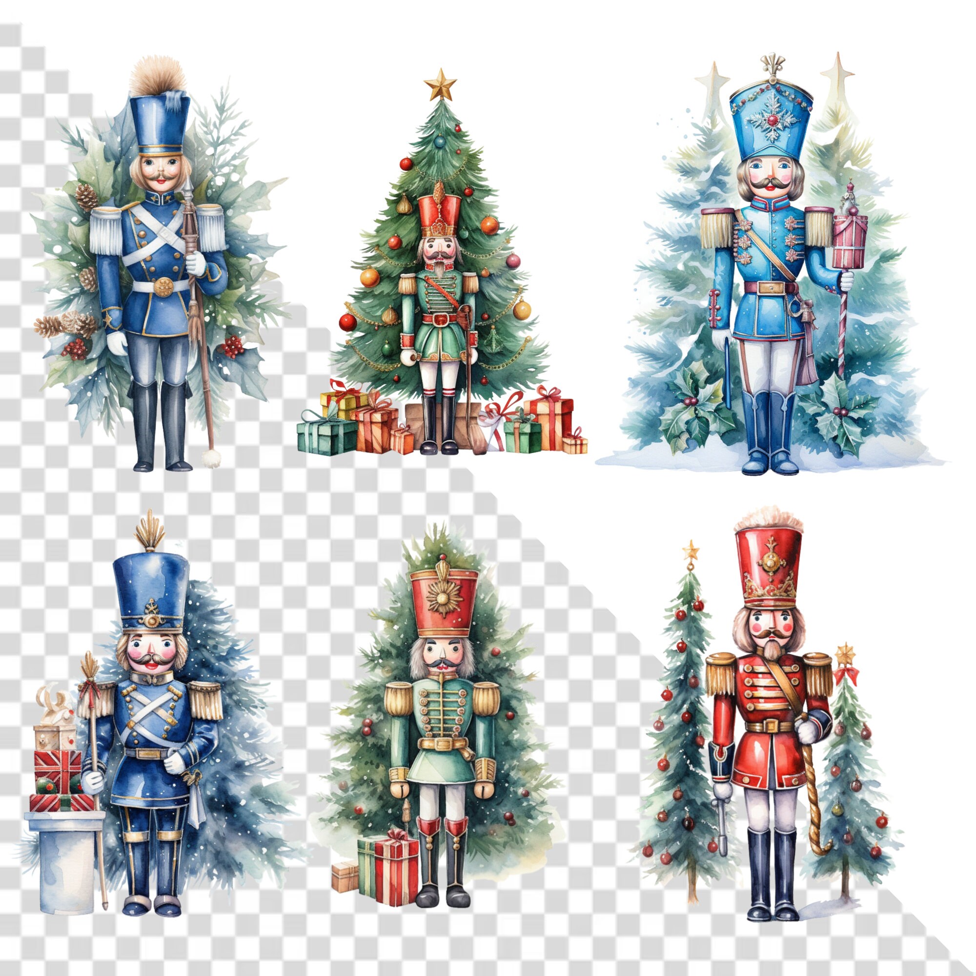 Watercolor Christmas Nutcracker Clipart Chinoiserie Christmas - Etsy