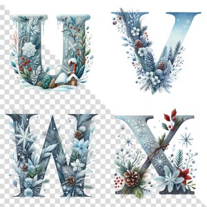 Frosty Winter Alphabet Clipart, Snowflake Letters, Winter Sublimation ...