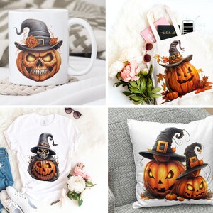 Watercolor Halloween Scary Pumpkin Clipart Bundle, Happy Halloween ...