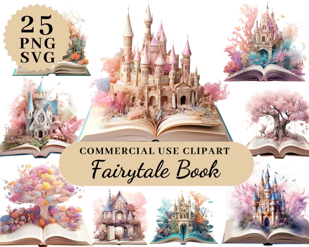 Watercolor Fairytale Castle Book Clipart, Transparent PNG SVG, Magic ...