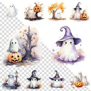 Halloween Cute Ghost Clipart Bundle, Halloween Mega Pack, Happy ...