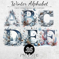 Christmas Alphabet Clipart, 36 PNG Letters & Numbers, Holiday Santa Hat ...