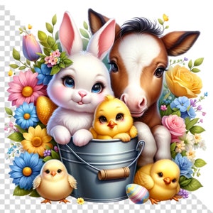 Easter Spring Animals Clipart, Spring Decorations Clipart, Cute Animal ...