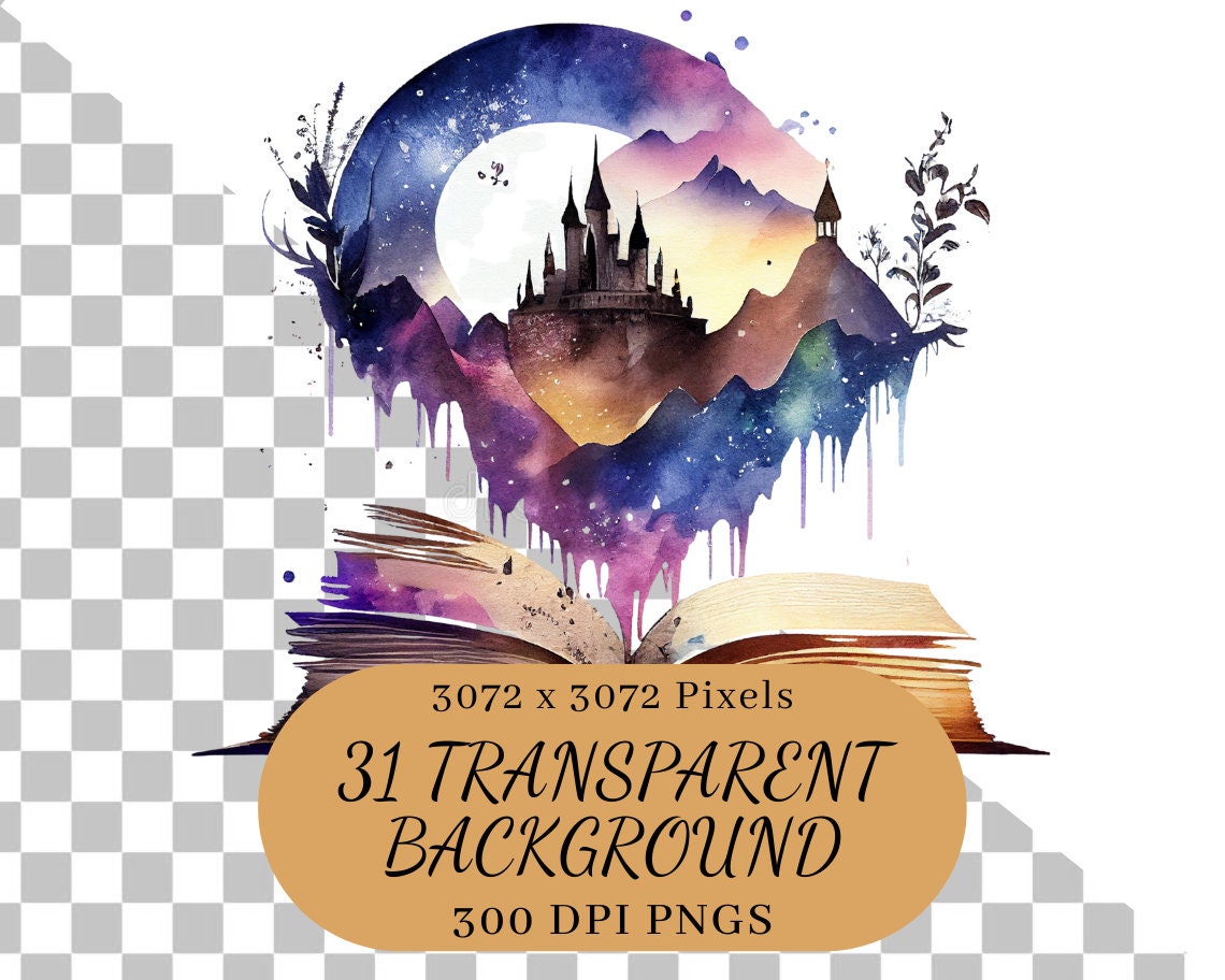 31 PNG Watercolor Fantasy Books Clipart Book Bundle PNG. - Etsy