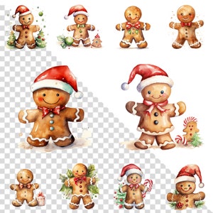 Watercolor Christmas Gingerbread Man Clipart, Christmas Decorations PNG ...