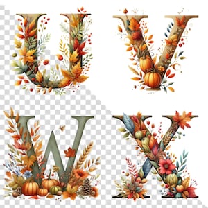 Autumn Alphabet Clipart, Autumn Prints, Autumn Sublimation Letters ...