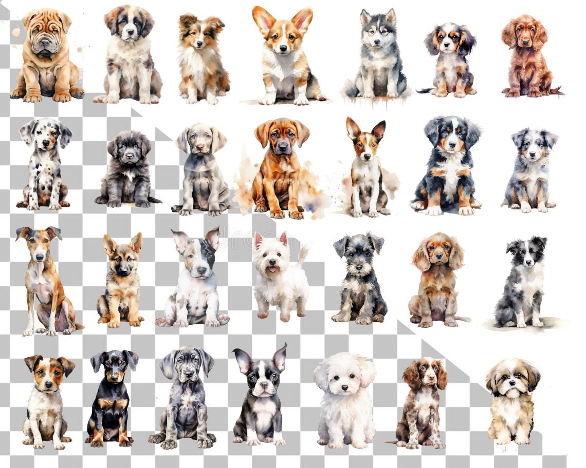 100 PNG Watercolor Puppies Clipart Dog PNG Bundle Dog - Etsy