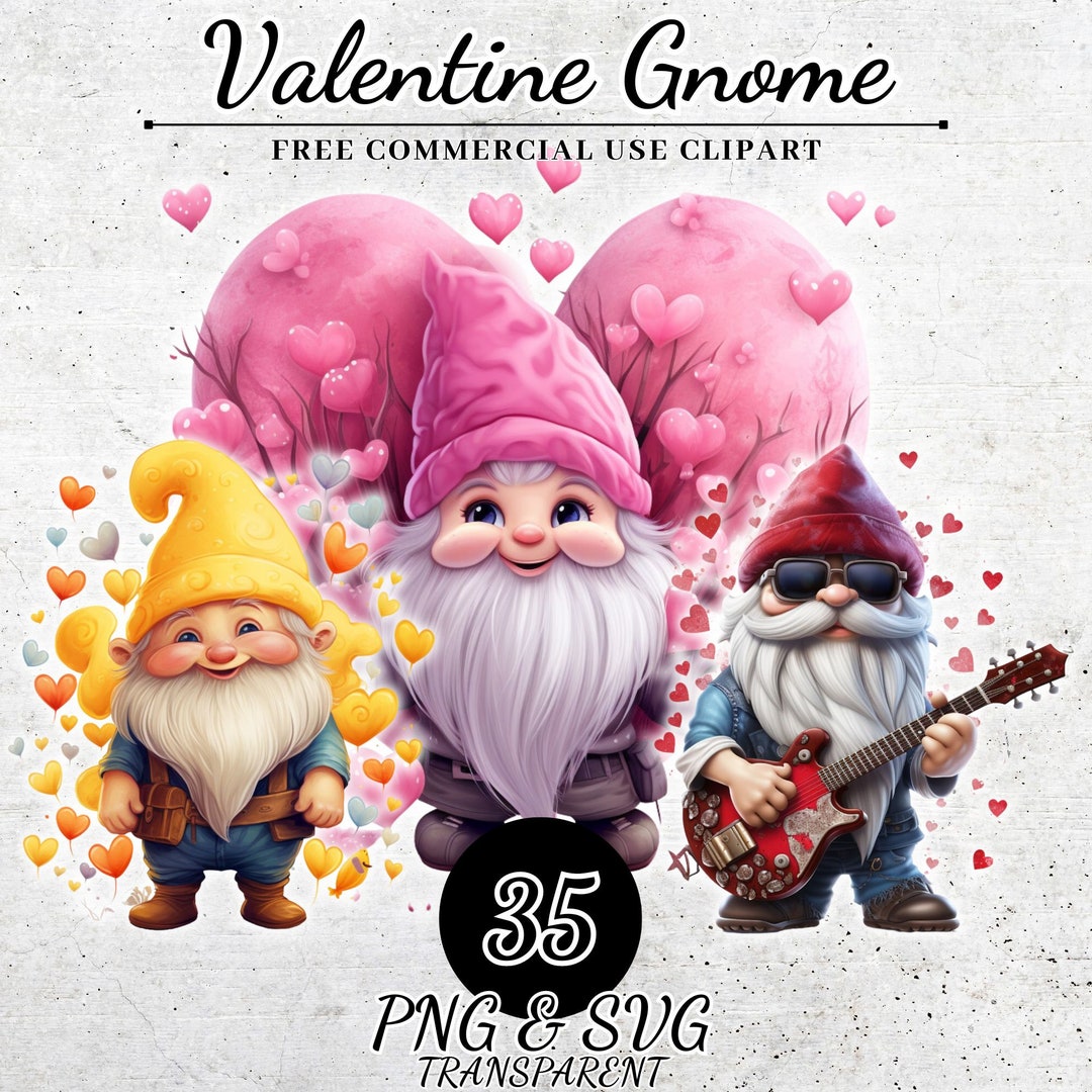 Watercolor Valentine Gnome Clipart, Love Clipart Bundle, Garden Gnome ...