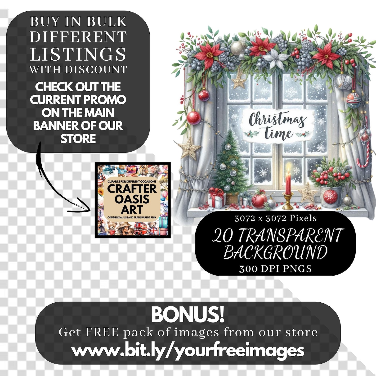 Watercolor Christmas Scene Clipart, Christmas Decorations Clipart ...