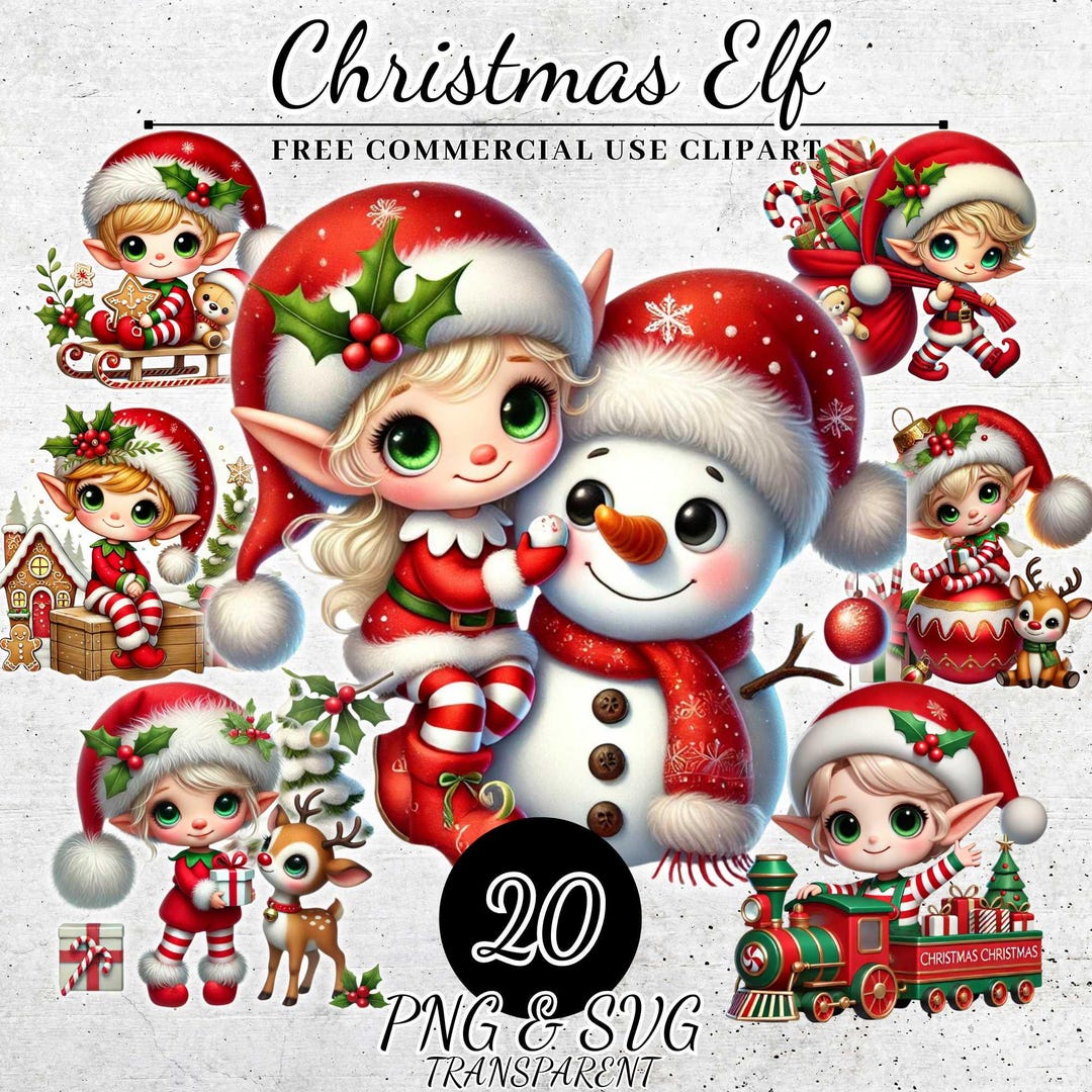 Christmas Elf Clipart, Festive Elf Graphics, Elf Christmas Graphic ...