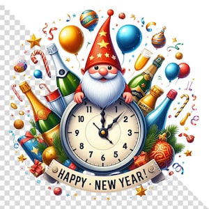 Happy New Year 2025 Clipart, New Years Decorations PNG SVG, New Years ...