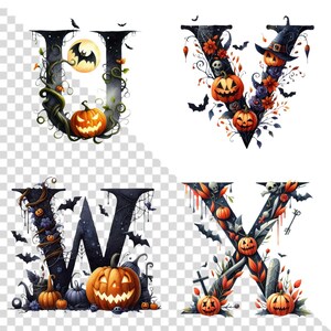 Halloween Spooky Alphabet Clipart, Halloween Prints, Scary Halloween ...