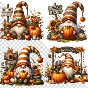 Watercolor Autumn Gnme Clipart PNG SVG Fall Clipart Wall Art Digital ...