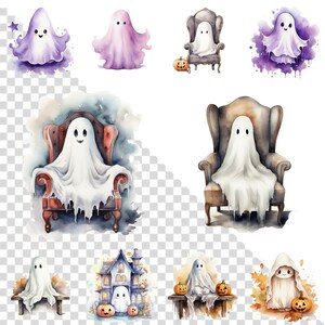 Halloween Cute Ghost Clipart Bundle, Halloween Mega Pack, Happy ...