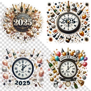 Happy New Year 2025 Clipart, New Years Decorations PNG SVG, New Years ...