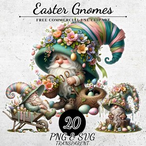 Watercolor Easter Gnome Clipart, Gnomes Watercolor Clipart, Festive ...
