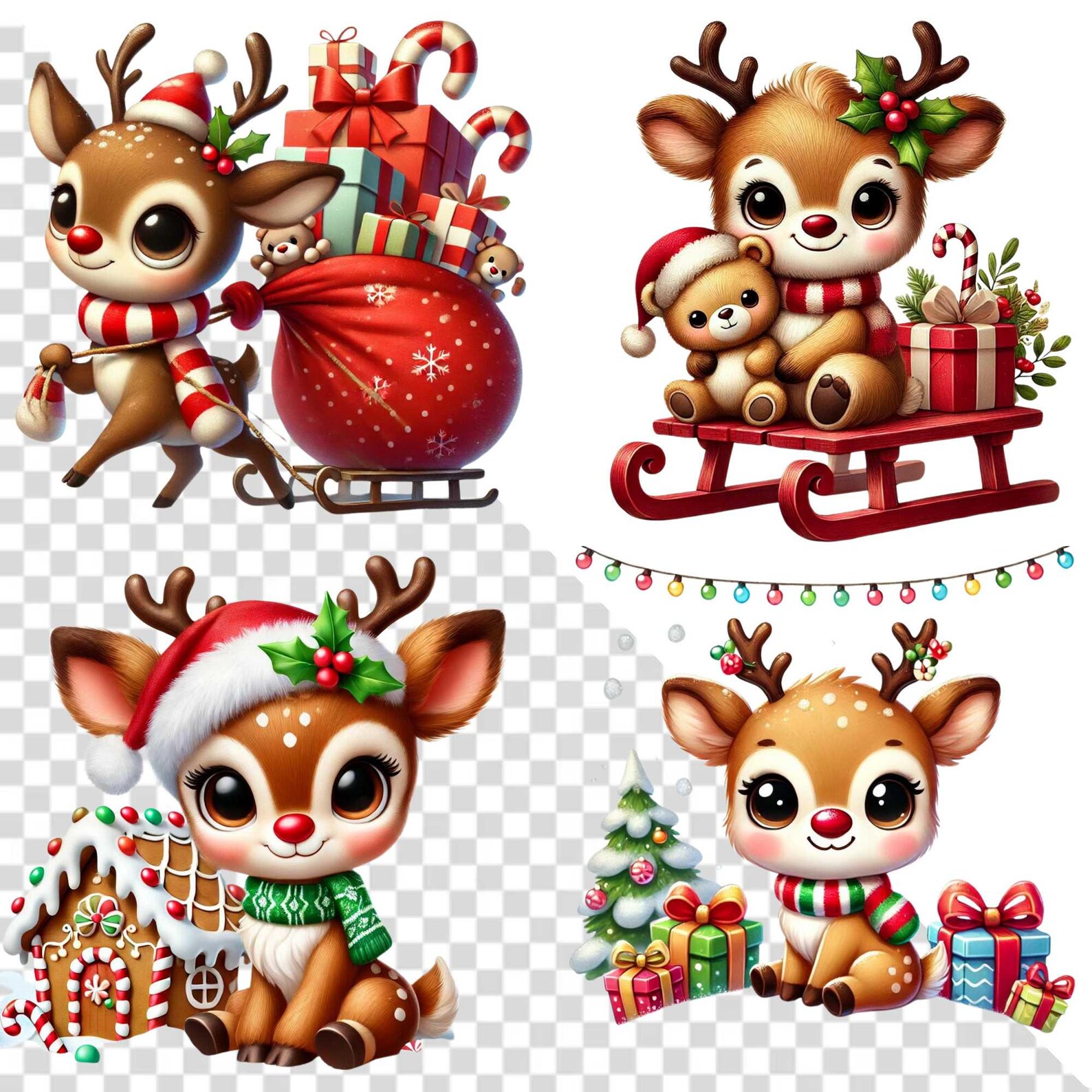 Christmas Reindeer Clipart, Festive Reindeer Graphics, Reindeer ...