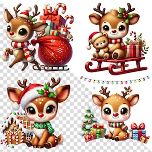 Christmas Reindeer Clipart, Festive Reindeer Graphics, Reindeer ...