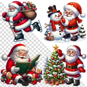Cute Santa Claus Clipart Bundle, Christmas Clipart Digital Download ...