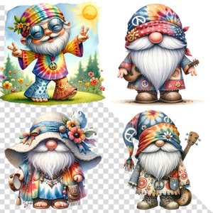 Watercolor Hippie Gnome Clipart, Gnomes Watercolor Clipart, Festive ...