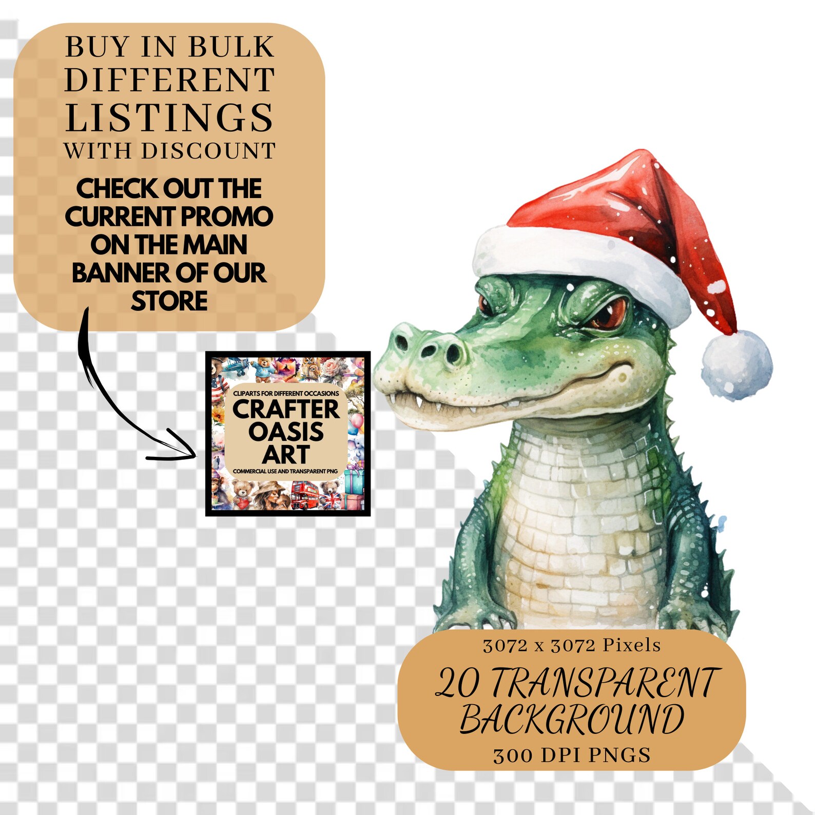 Watercolor Christmas Safari Animal Clipart, Jungle Safari Christmas ...