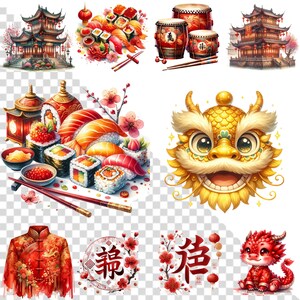 Chinese New Year Clipart Bundle, New Years Decorations PNG SVG, New ...