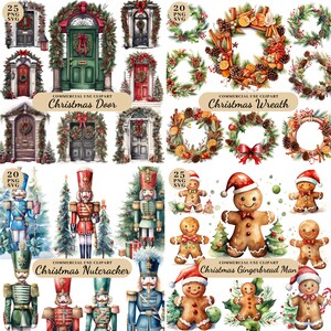 Watercolor Christmas Mega Bundle Clipart, Winter Clipart Bundle, Xmas ...