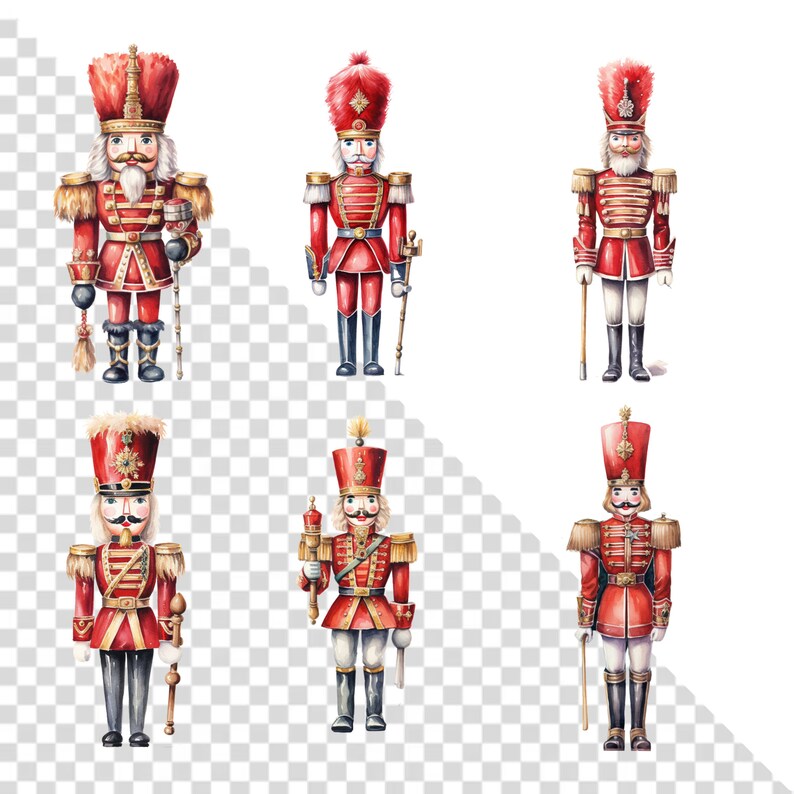 Watercolor Christmas Nutcracker Clipart, Chinoiserie Christmas Clipart ...