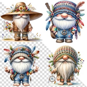 Watercolor Hippie Gnome Clipart, Gnomes Watercolor Clipart, Festive ...