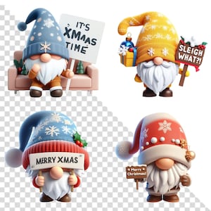 Christmas Gnome Clipart, Winter Clipart Bundle, Garden Gnome PNG SVG ...