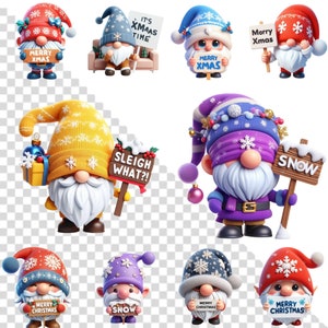 Christmas Gnome Clipart, Winter Clipart Bundle, Garden Gnome PNG SVG ...