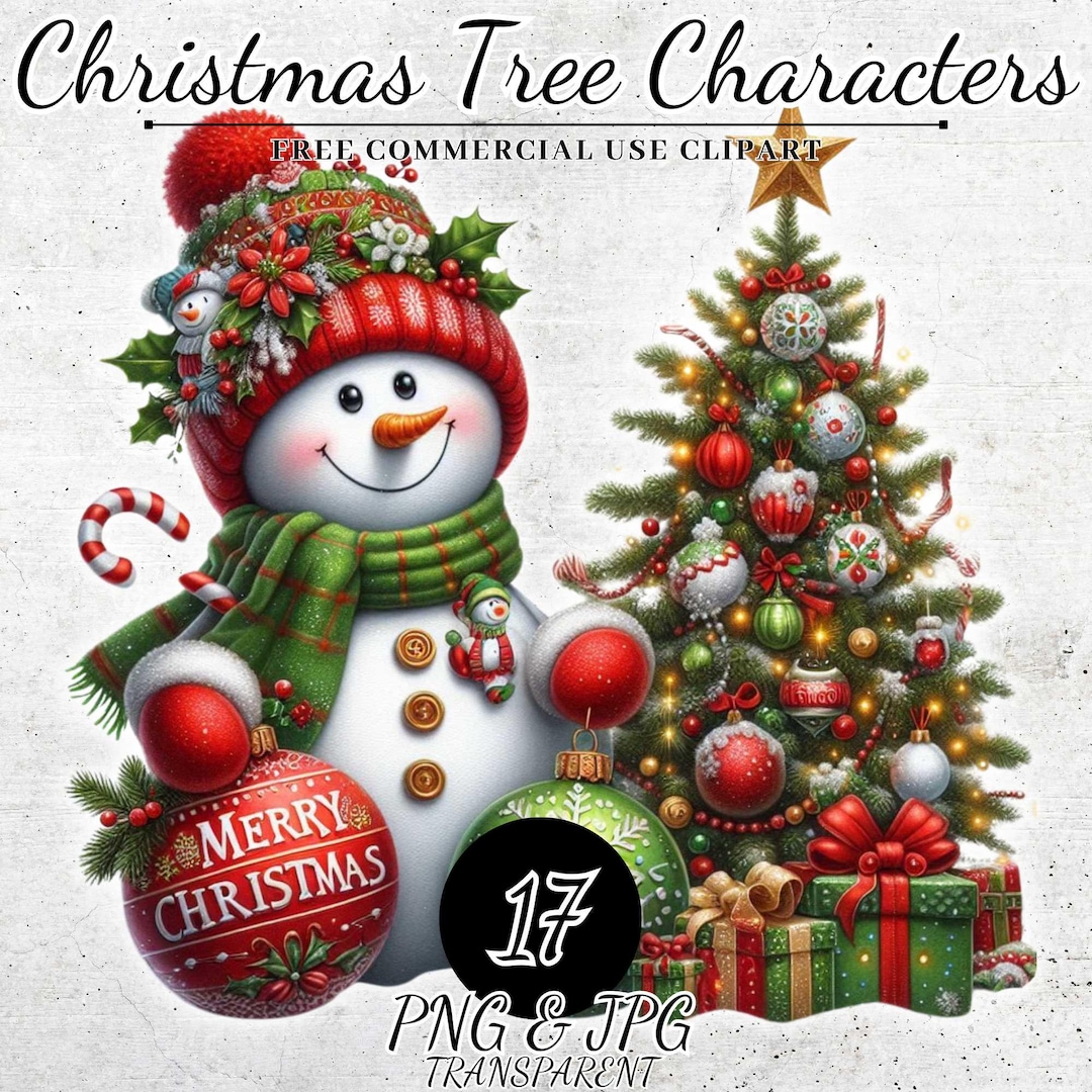 Christmas Tree Characters Clipart, Festive Holiday Graphics, Cute Tree ...