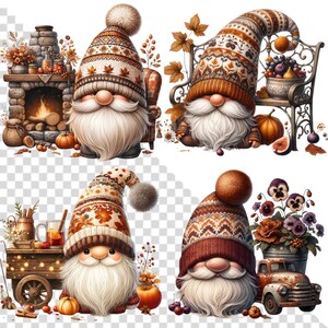 Watercolor Autumn Gnme Clipart PNG SVG Fall Clipart Wall Art Digital ...