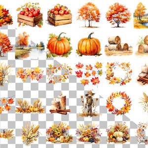 Watercolor Autumn Garden Clipart Floral PNG SVG Wall Art Digital ...