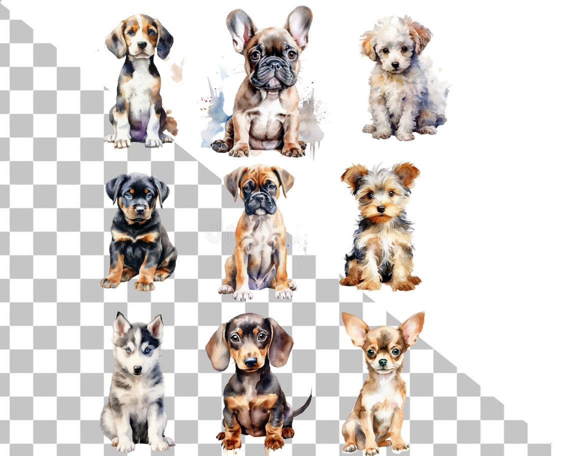 100 PNG Watercolor Puppies Clipart Dog PNG Bundle Dog - Etsy